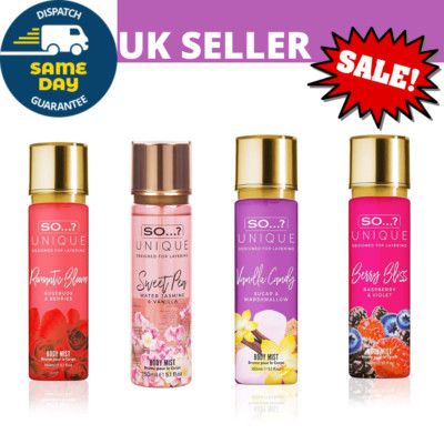 SO Unique Vanilla Candy, Sweet Pea, Romantic Bloom, Body Spray Mist ...