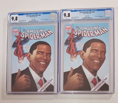 Lot of 2 Barack Obama AMAZING SPIDER-MAN 583 both CGC 9.8 1st Print ...