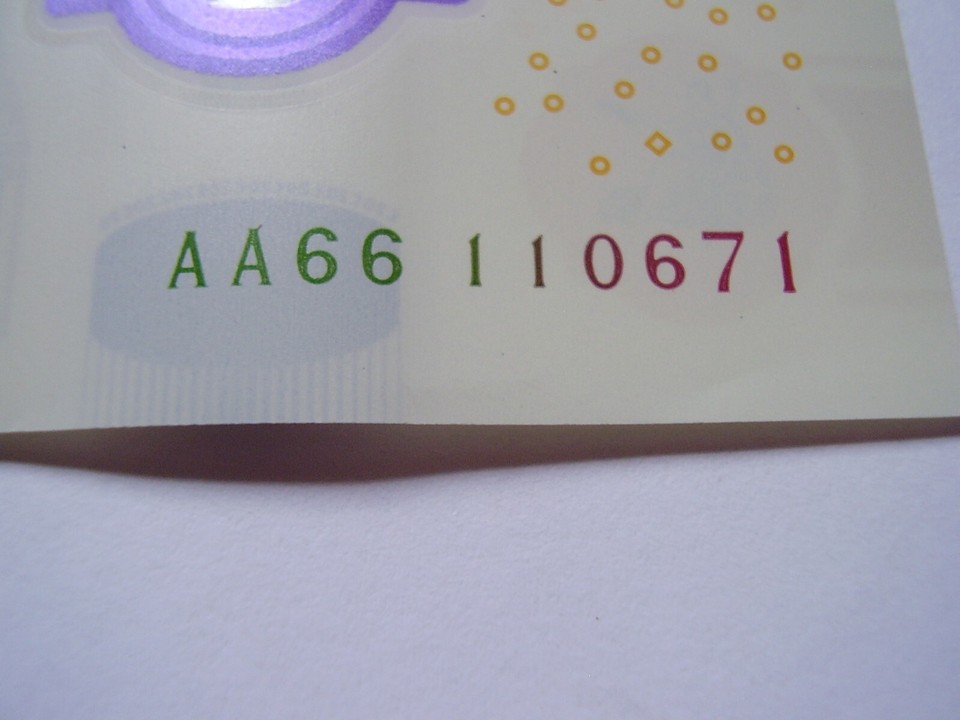 AA66 £20 THE QUEEN Twenty Pound Note AA Prefix AA66 110671 J TURNER ...