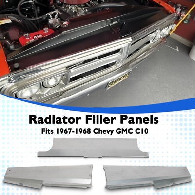 Radiator Filler Panels Smooth Steel Fits 1967-1968 Chevy GMC C10 3 ...