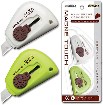 OLFA Made in JAPAN 95B2 Magne Touch White&Lime Green Cutter Knife w ...