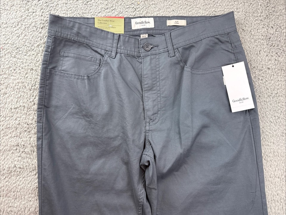 Goodfellow Pants Mens 30x32 Dark Gray Slim Chino Stretch Flat Front 5 ...