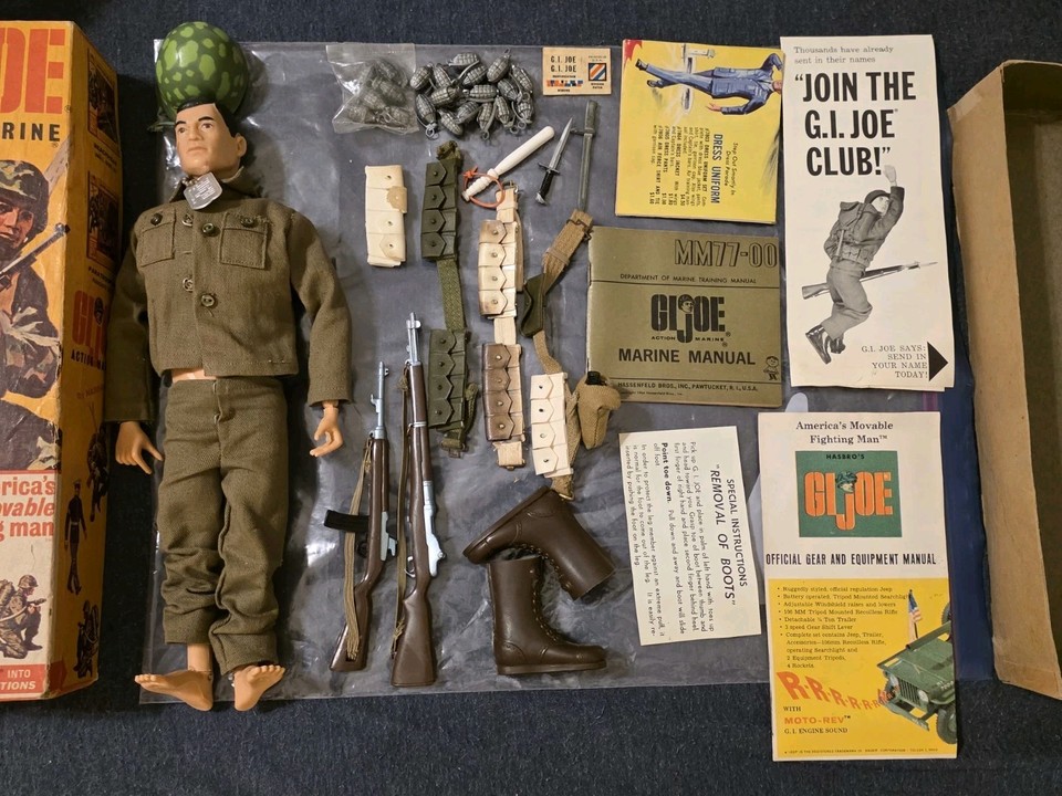 GI Joe 1964 #7700 MIB Action Marine 3 TM Early Box+Decals+Extras | eBay