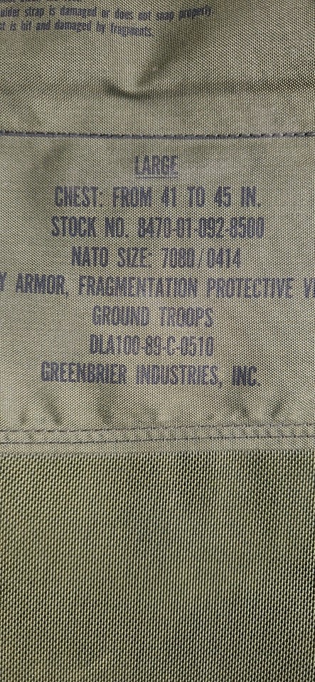 USGI US Army Fragmentation Protective Vest Flak Jacket Woodland Camo ...