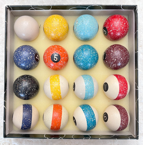 Vintage 2" Speckled Clay Pool Ball Set, Billiard Ball Set | eBay