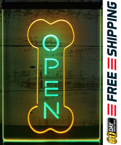 Open Dog Bone Grooming Pet Shop LED Neon Light Sign Display Wall Art ...