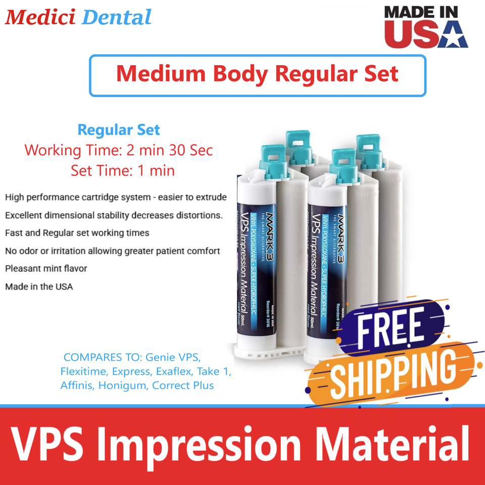 Dental Medium Body Regular Set VPS PVS Impression Material - 4 x 50ml ...