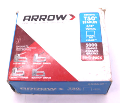 NEW! ARROW PRO-PACK T50 FLAT CROWN 3/8" LEG STAPLES, 5,000-COUNT BOX ...