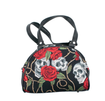NEW Skull And Red Roses Purse black Handbag Woman's Small | eBay