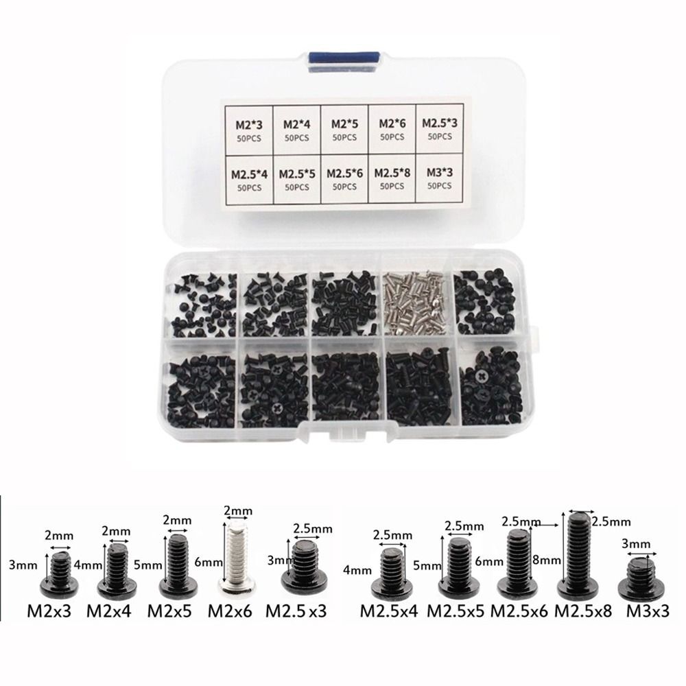 500Pcs M2 M2.5 M3 Laptop Screws Set Carbon Steel Screws Assortment Kit ...