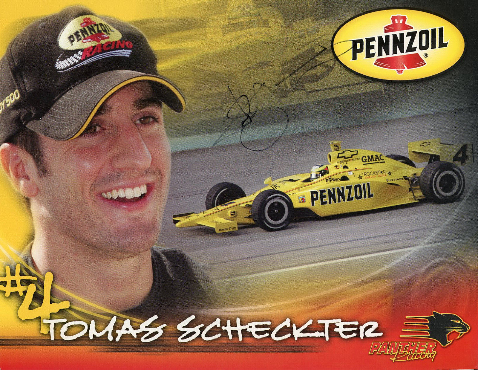 Tomas Scheckter Autographed 8x10 Indianapolis 500 Free Shipping #S2713 ...