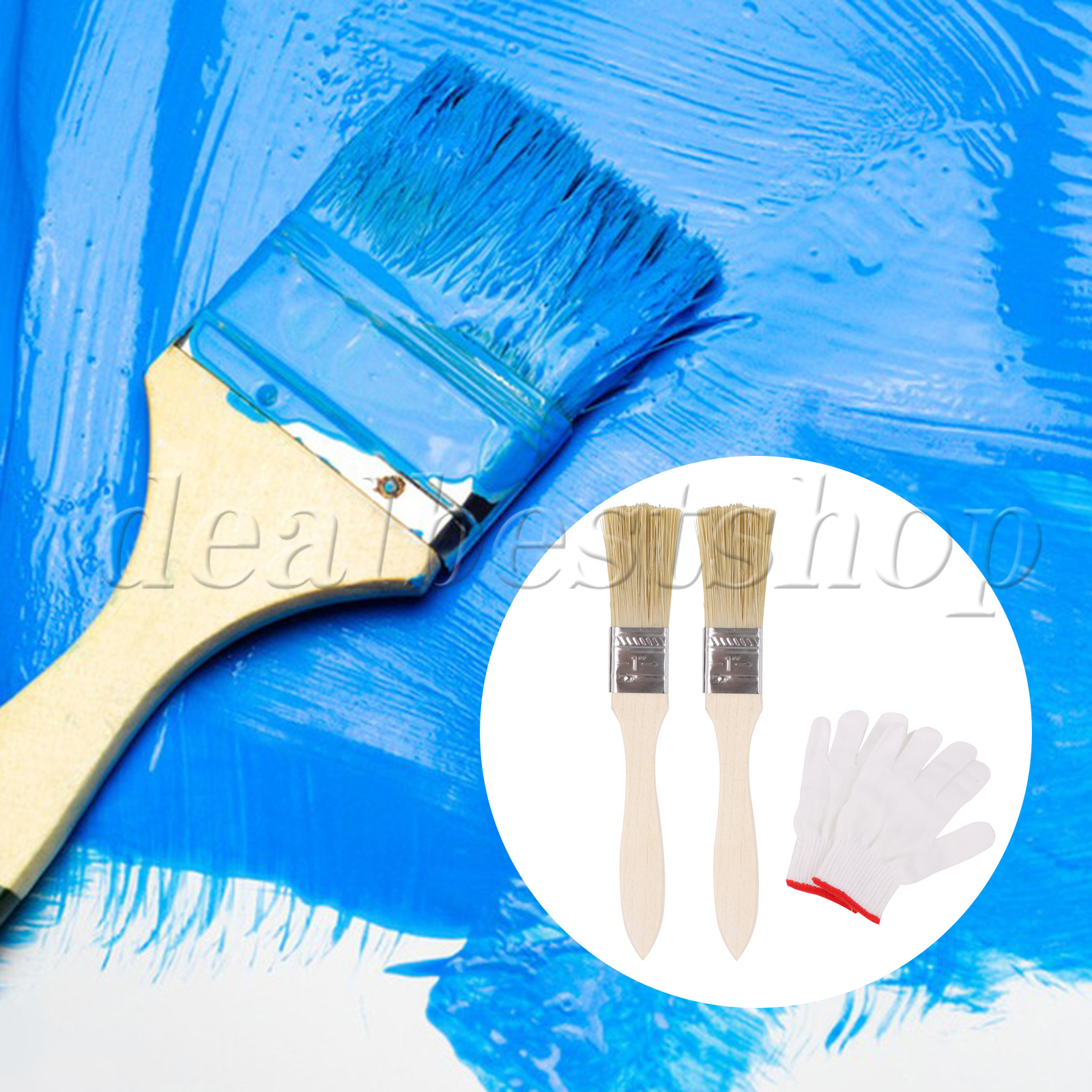 2 x Professional Flat Paint Brush for Acrylic 1 Inch with Nylon Mittens ...