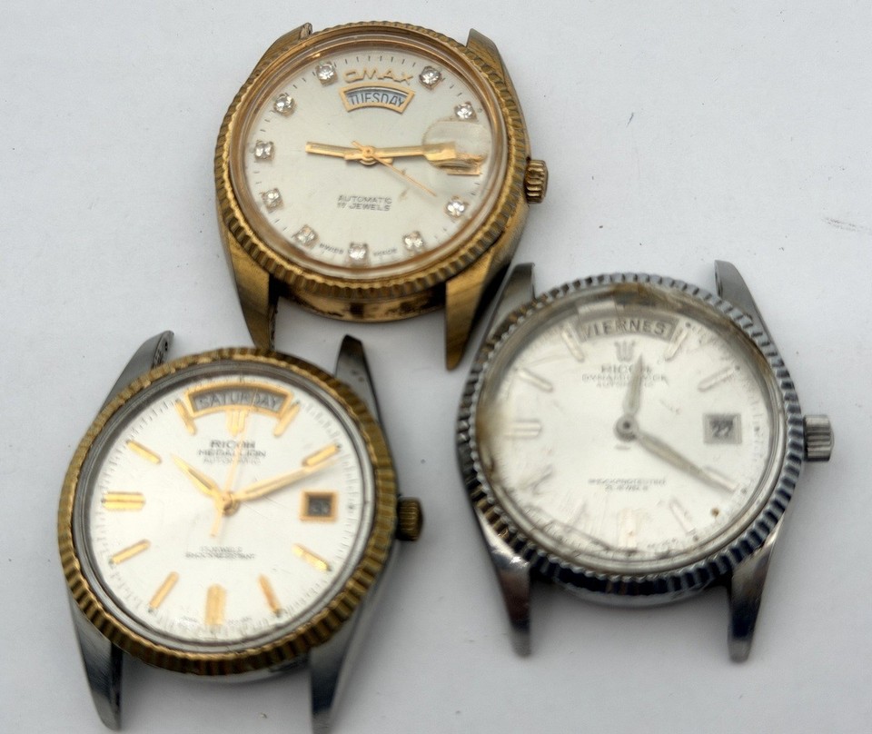 1980's LOT OF 3 WATCHES RICOH MEDALION , RICOH DYNAMIC WIDE QMAX DAY ...
