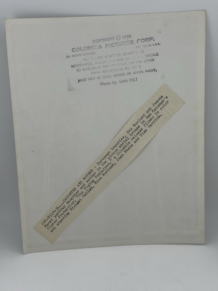 Vintage 1950s Circus Serial Troupe Mother And Daughter In Sam Katzman’s ...