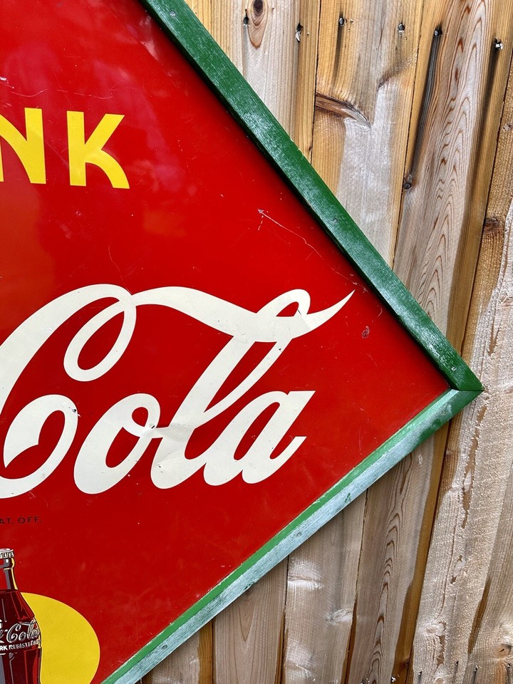 1948 Coca Cola Large Sign ~ Yellow Dot | eBay