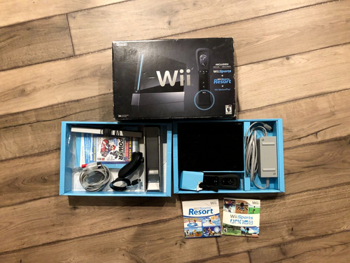 Black Nintendo Wii Console -Wii Sports/Wii Sports Resort Bundle READ ...