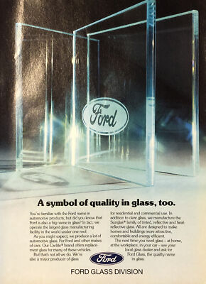 PRINT AD 1992 Ford Glass Division Carlite Sunglas Symbol Quality Glass ...