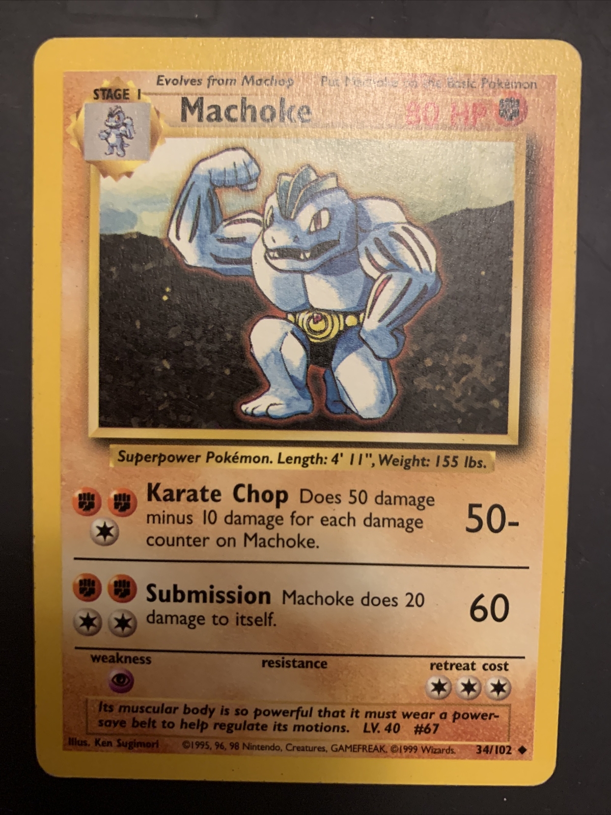 MACHOKE - Base Set - 34/102 - Uncommon - Pokemon Card - LP | eBay