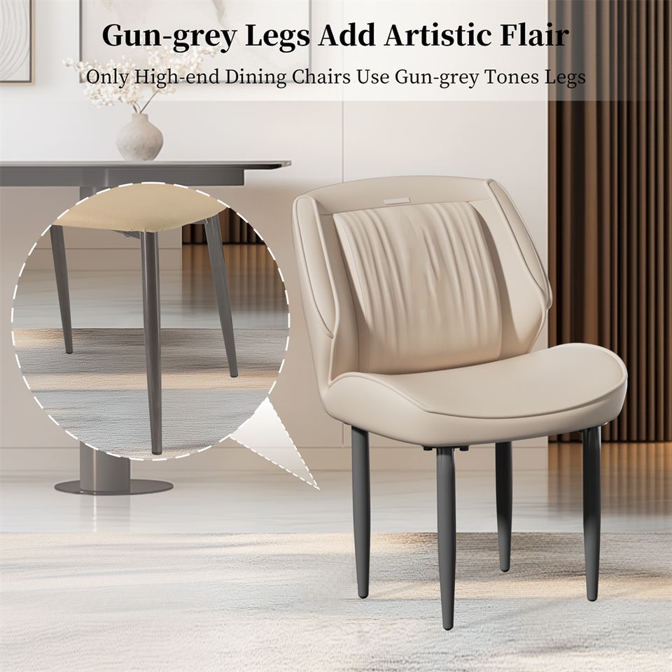 2x Italian Light Luxury Dining Chairs Upholstered Raised Backrest ...
