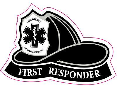 FIRST RESPONDER EMS (BLACK) , EMT, PARAMEDIC, FIRE, HELMET STICKER ...