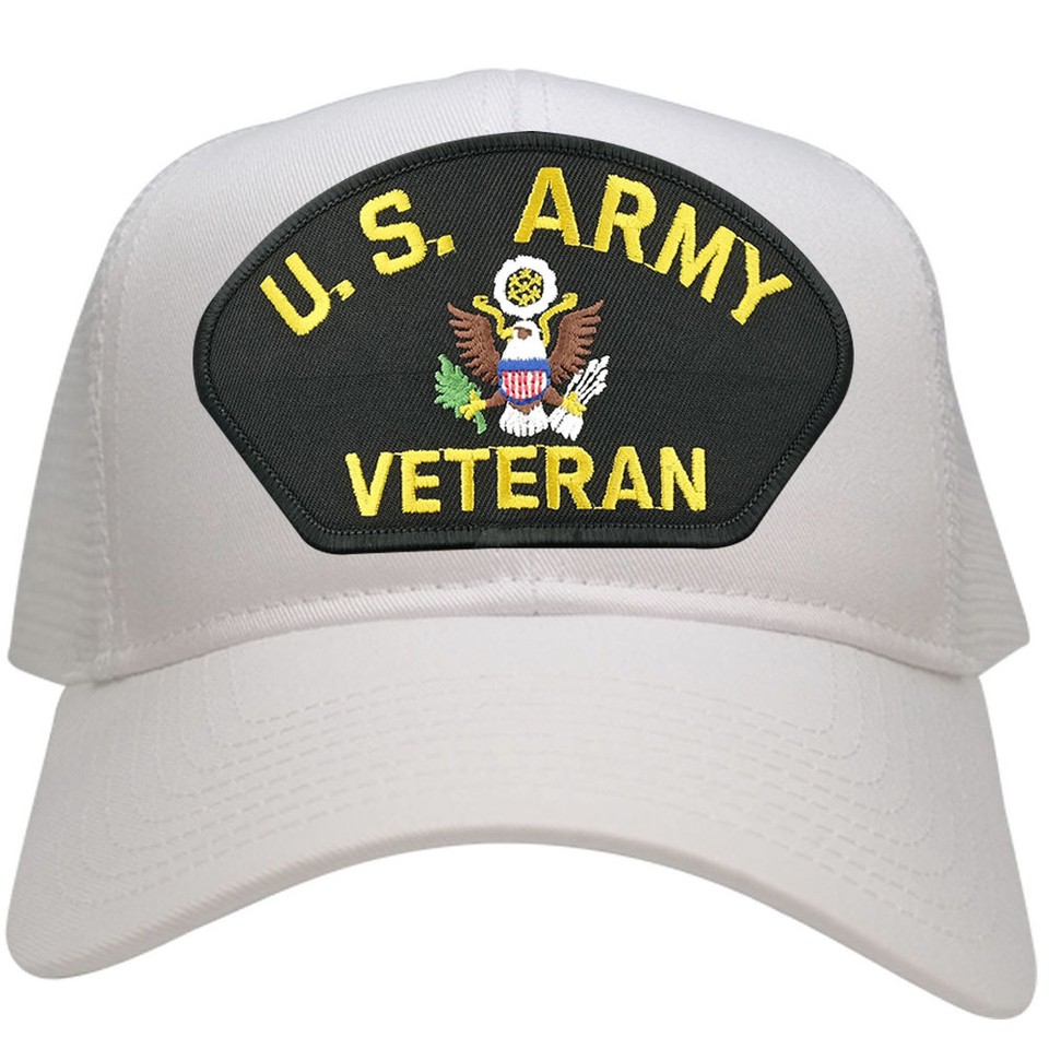 US ARMY Veteran Large Embroidered Iron on Patch Adjustable Mesh Trucker ...