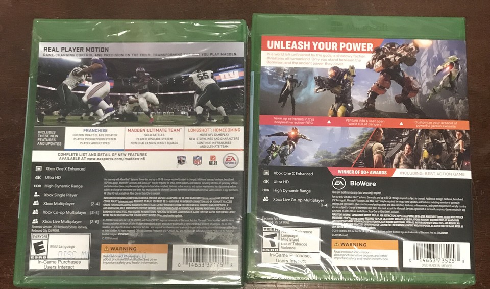 Two NEW Game Bundle/Collection - Microsoft Xbox One Anthem and Madden ...