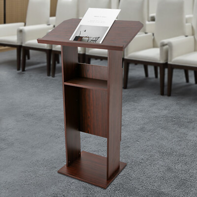 Brown 47.7" Wood Podium Conference Pulpit Podium Speech Church Lectern ...