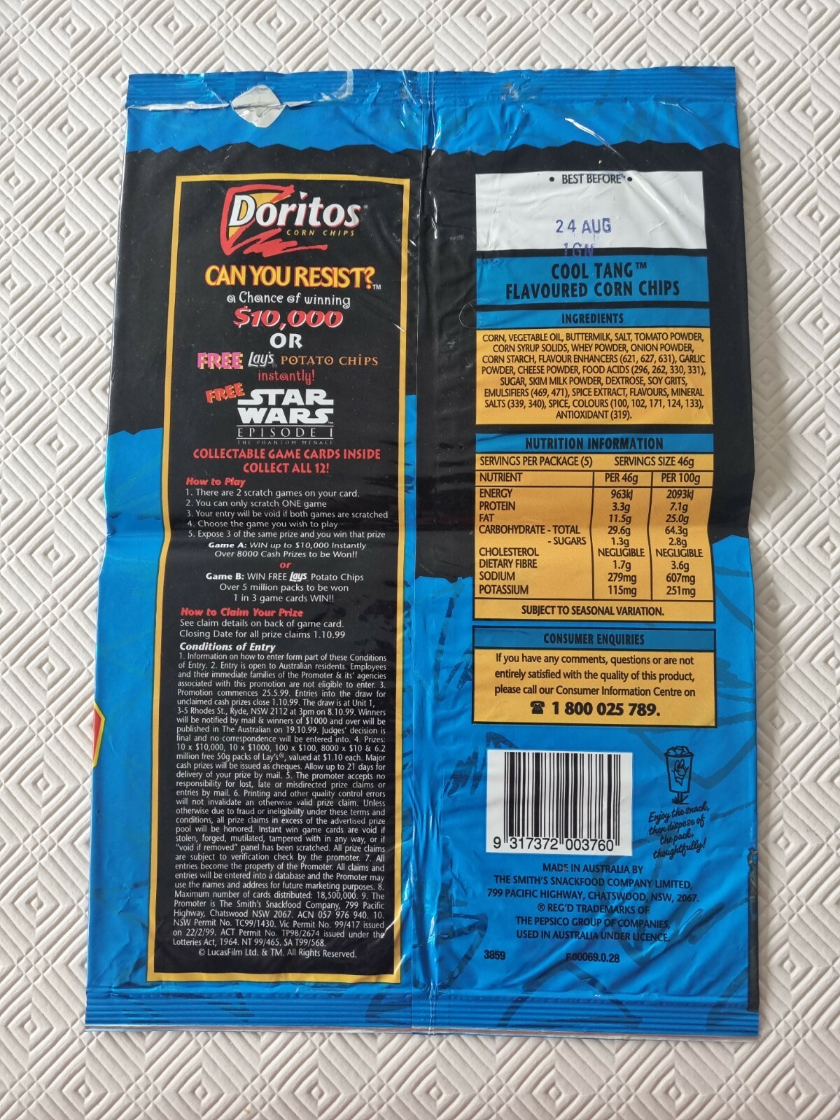 Star Wars Tazo Chip Packet Doritos Cool Tang 230g | eBay