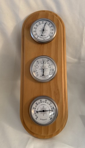Springfield Thermometer Barometer Hygrometer Plastic With Wood Plaque ...