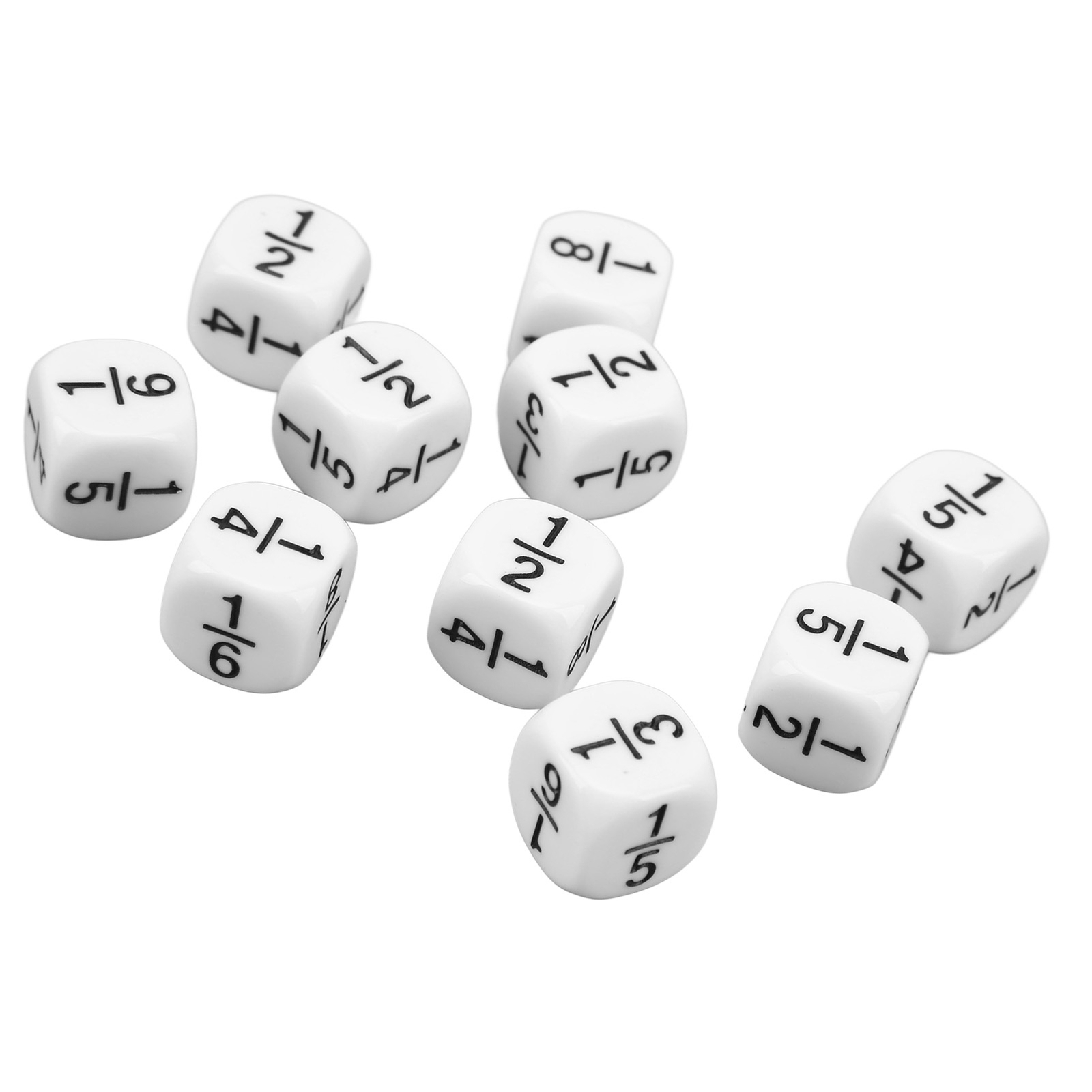 20 PCS 16mm Fraction Dice White Fraction Symbols Dices Mathematical ...