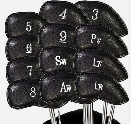 12X Golf Iron Pu Leather Head Covers Club Headcovers Set Fit Taylormade ...
