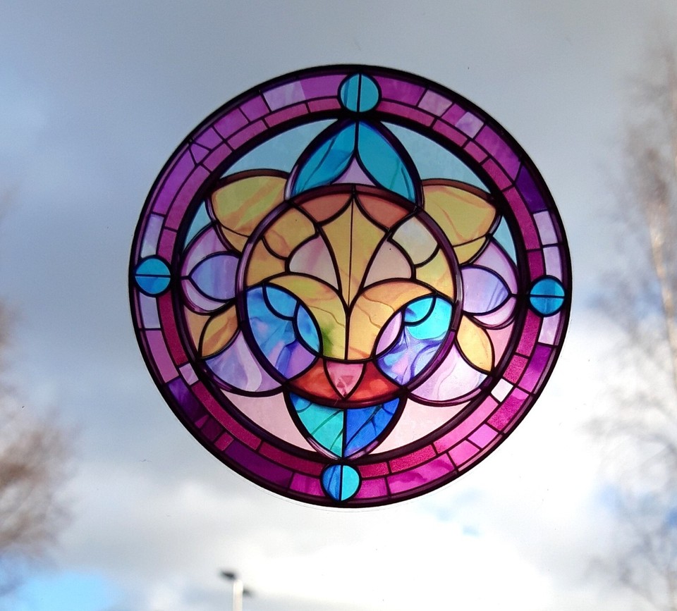 DECORATIVE STAINED GLASS EFFECT STATIC CLING WINDOW FILM STICKER GIFT ...
