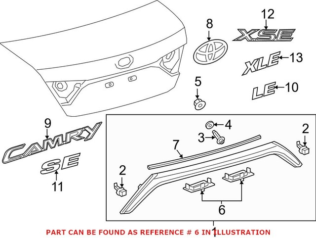 TOYOTA OEM 15-17 Camry Exterior-Trunk Lid-Outer Cap Left 7681406010 for ...