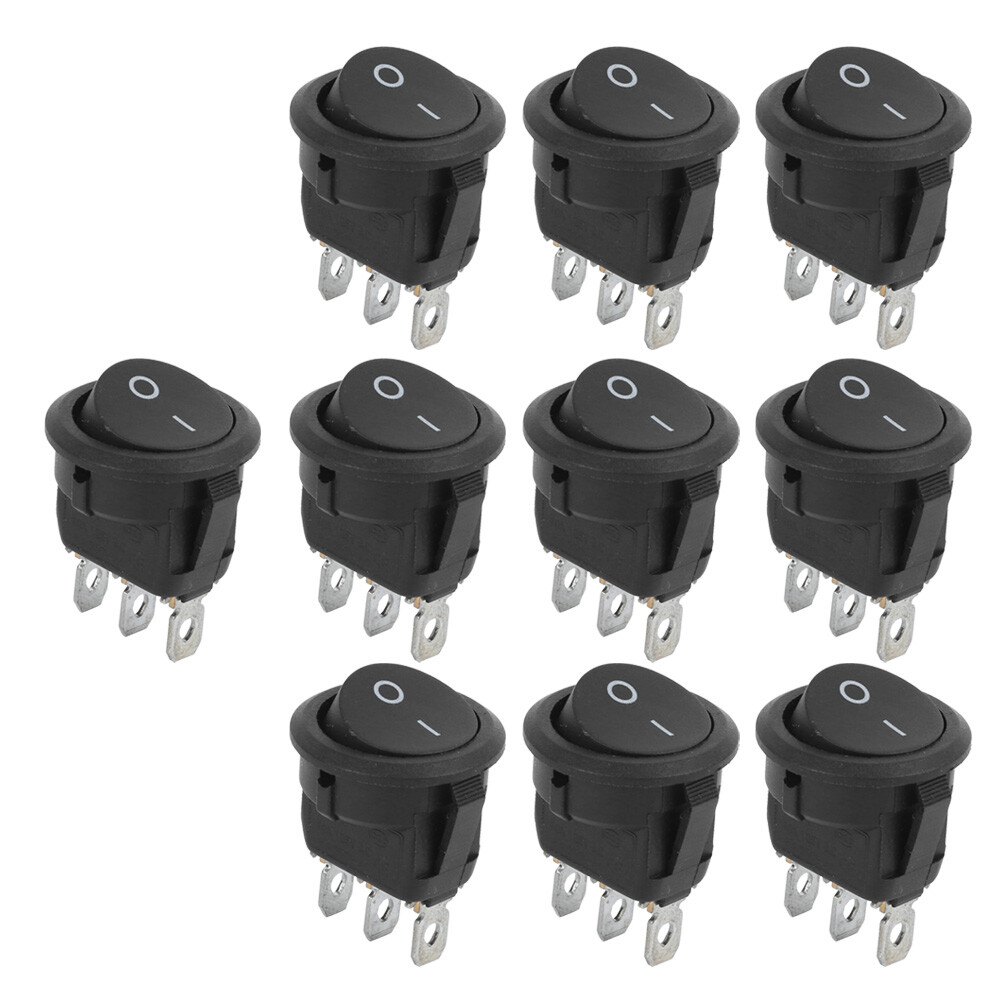 10pcs/set 23mm Mini Rocker Switches 3-Pin 2‑Position Round Boat Mini ON ...