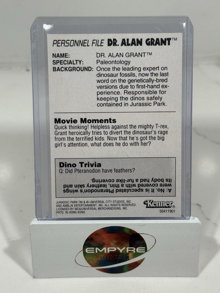 Vintage 1993 Kenner Jurassic Park Movie Collector Card #53 Alan Grant ...