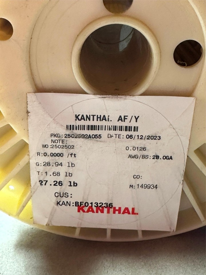 27Lb 70,000' Kanthal AF/Y FeCrAl Alloy Resistance Heating Element Wire ...