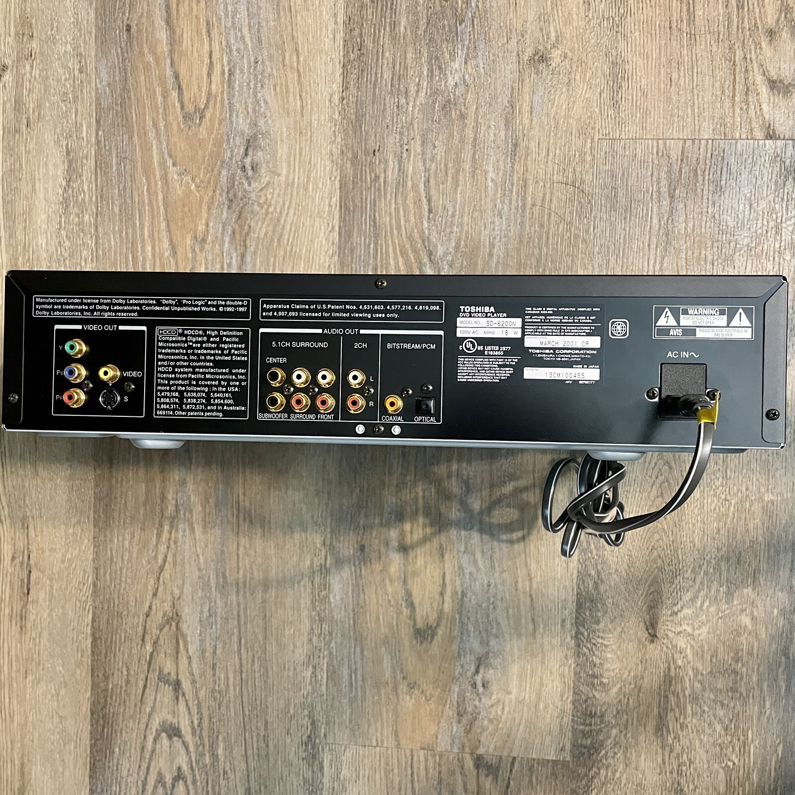 Toshiba SD-6200 Two Disc DVD Video Player Dual Disc System Dolby ...