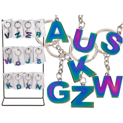 RAINBOW ALPHABETIC KEYRING CHARM ALPHABET KEY RING INITIAL LETTER ...