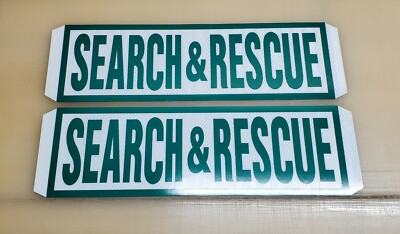 Search & Rescue magnetic door signs all reflective green text & boulder ...