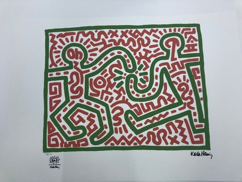Keith Haring Lithography off set cm 50x70 signing on plate with ...
