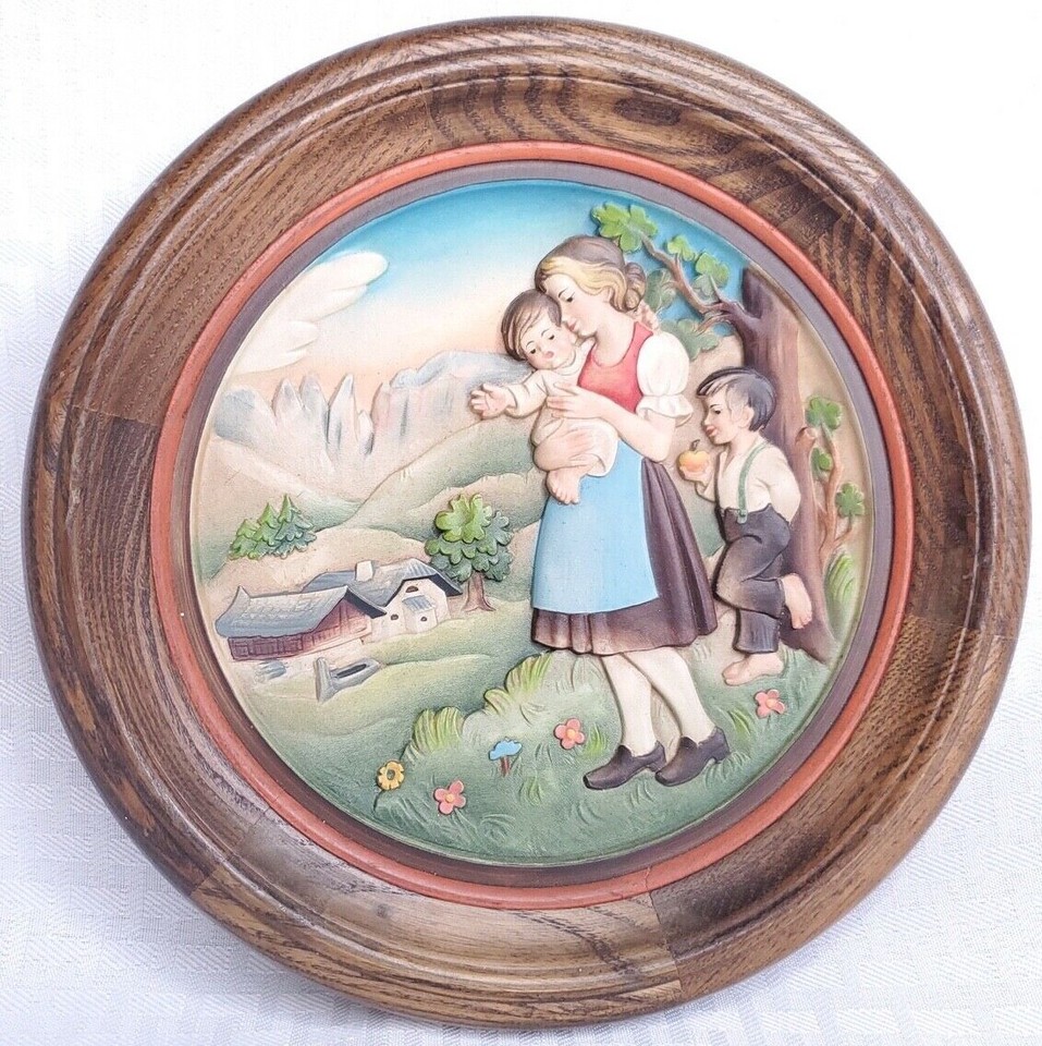 Anri Ferrandiz Mothers Day Plate Mother Children Carved Wood Frame 1975 ...