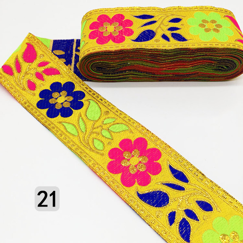 Vintage Floral Embroidered Jacquard Lot 7 Yrs Ribbon Trim Braid Border ...