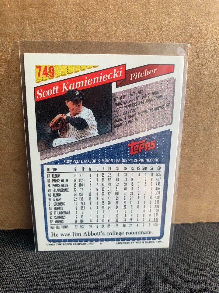 1993 Topps Baseball Card New York Yankees Scott Kamieniecki | eBay