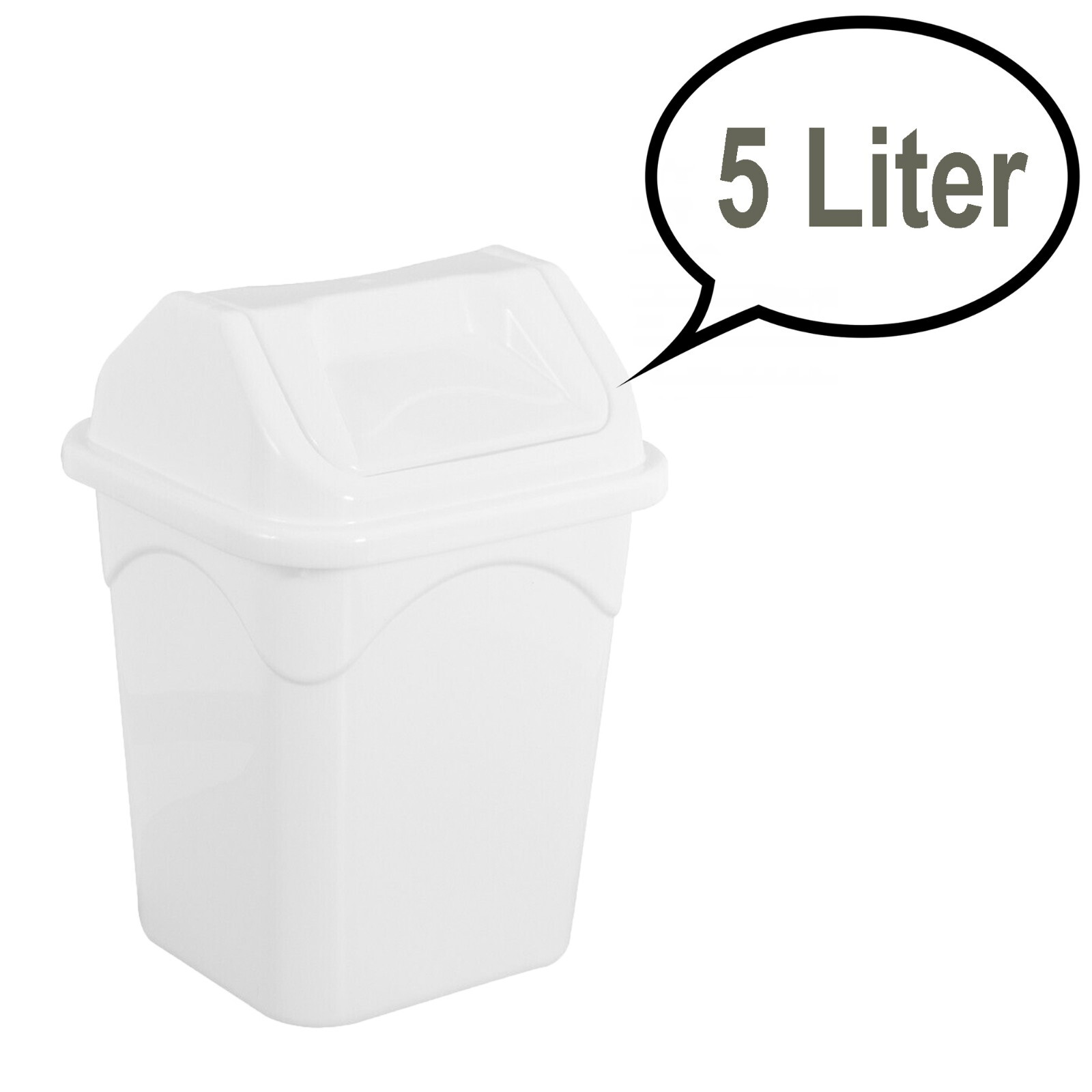 5Ltr Plastic Swing Bin Strong Trash Can Removable Dustbin Lid Waste ...