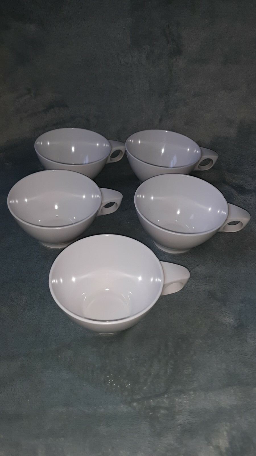 Lot of 5 Vintage Boontonware white Cups saucers mid century 5203-8 ...