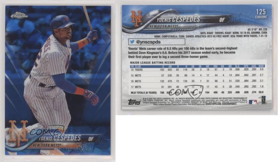 2018 Chrome Sapphire Edition Topps Online Exclusive Yoenis Cespedes ...