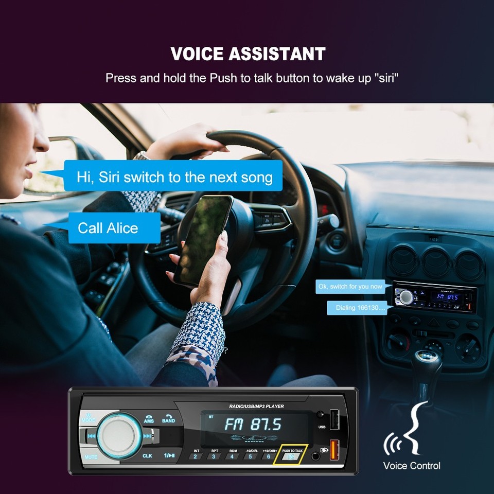 Single 1 Din Car Stereo Radio Bluetooth MP3 Player In-dash Head Unit FM ...