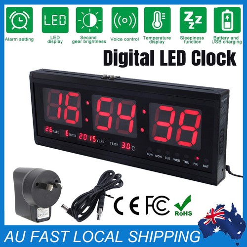 Digital Large Big Jumbo LED Wall Desk Alarm Clock with Calendar ...
