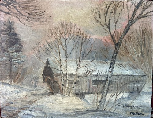 Richard Gordon Packer 1916-1998 NH Artist Winter Landscape Oil Painting ...