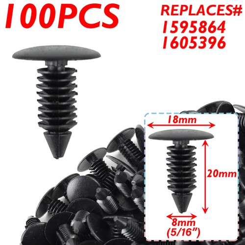 100 BLACK NYLON CHRISTMAS TREE CLIPS For GM 1595864 1605396 AUTO BODY ...